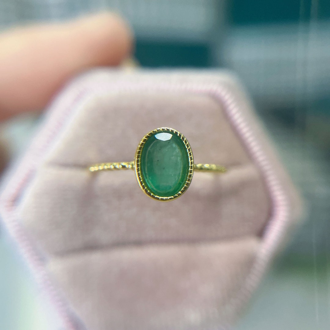 Emerald Ring / 18K Gold Emerald Ring / Simple Ring / Bezel Gold ...