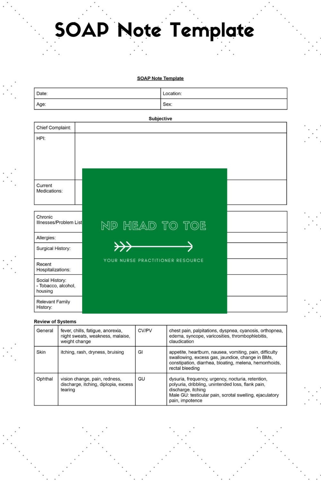 SOAP Note Template - Etsy
