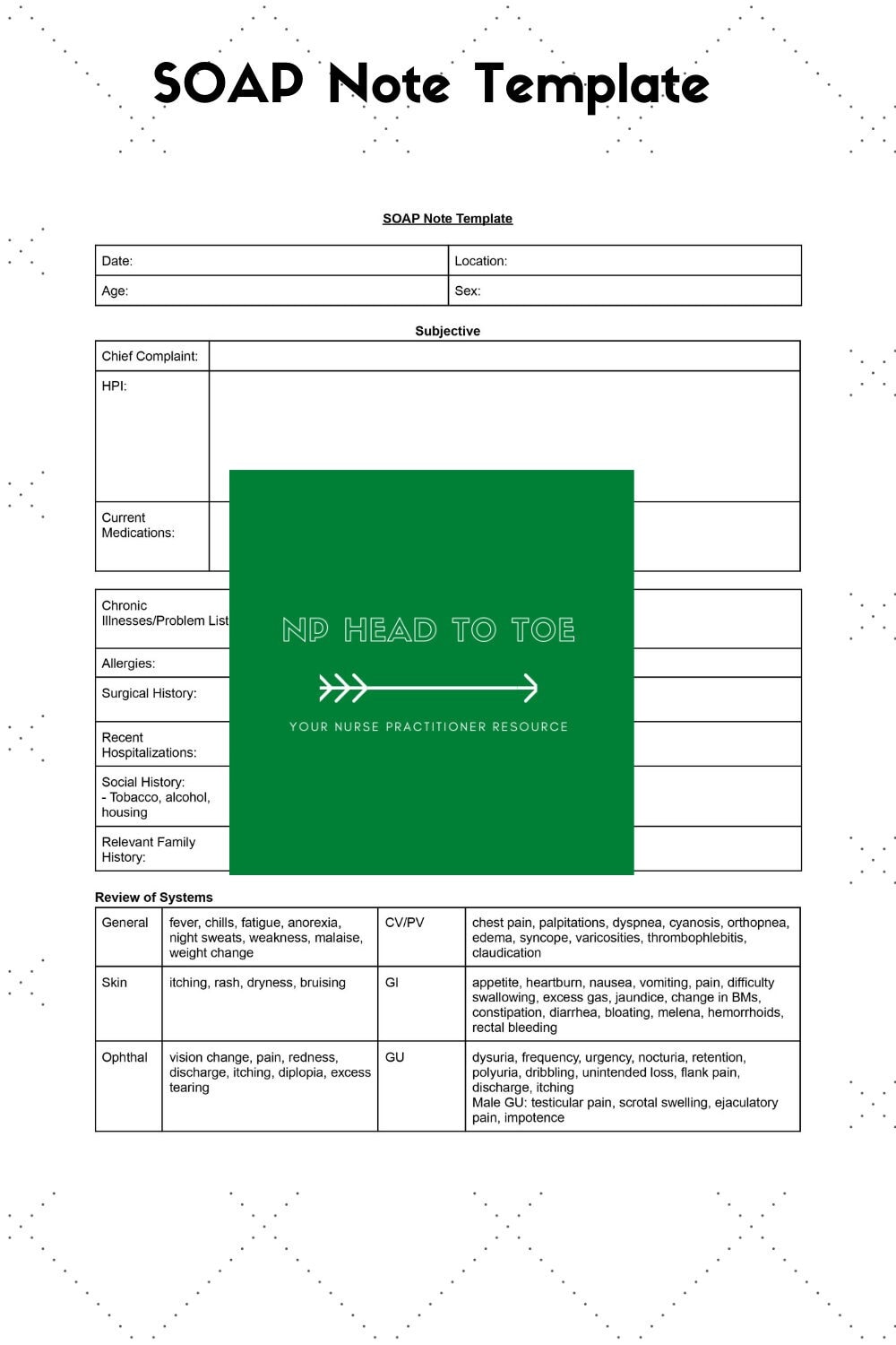 SOAP Note Template - Etsy