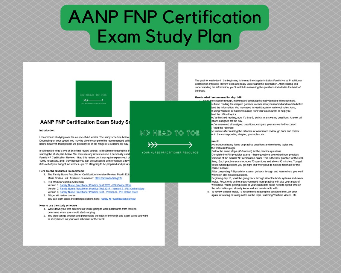 AANP FNP Certification Exam Study Plan - Etsy