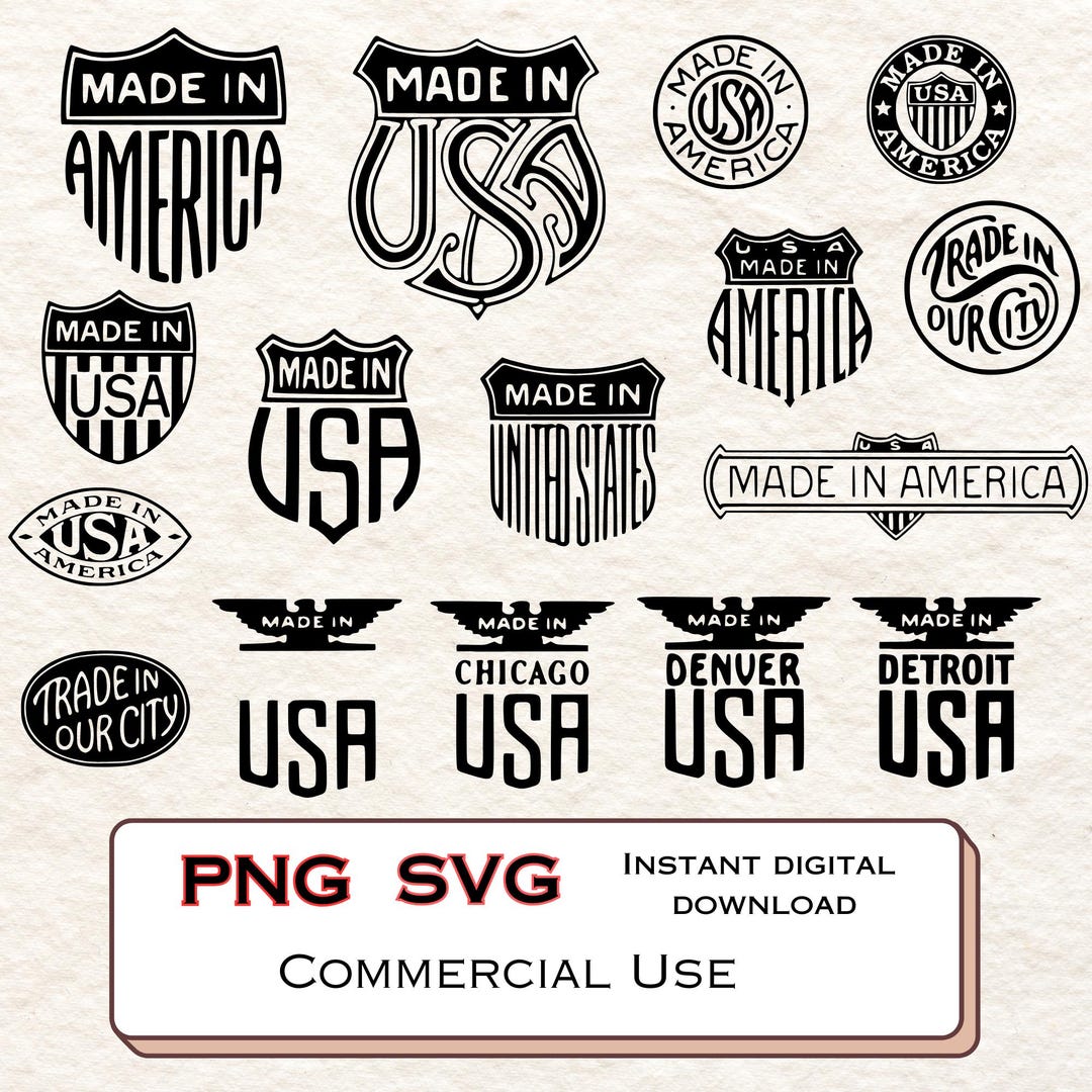 Made in USA SVG Png Vector Bundle | Vintage Patriotic American Emblems ...