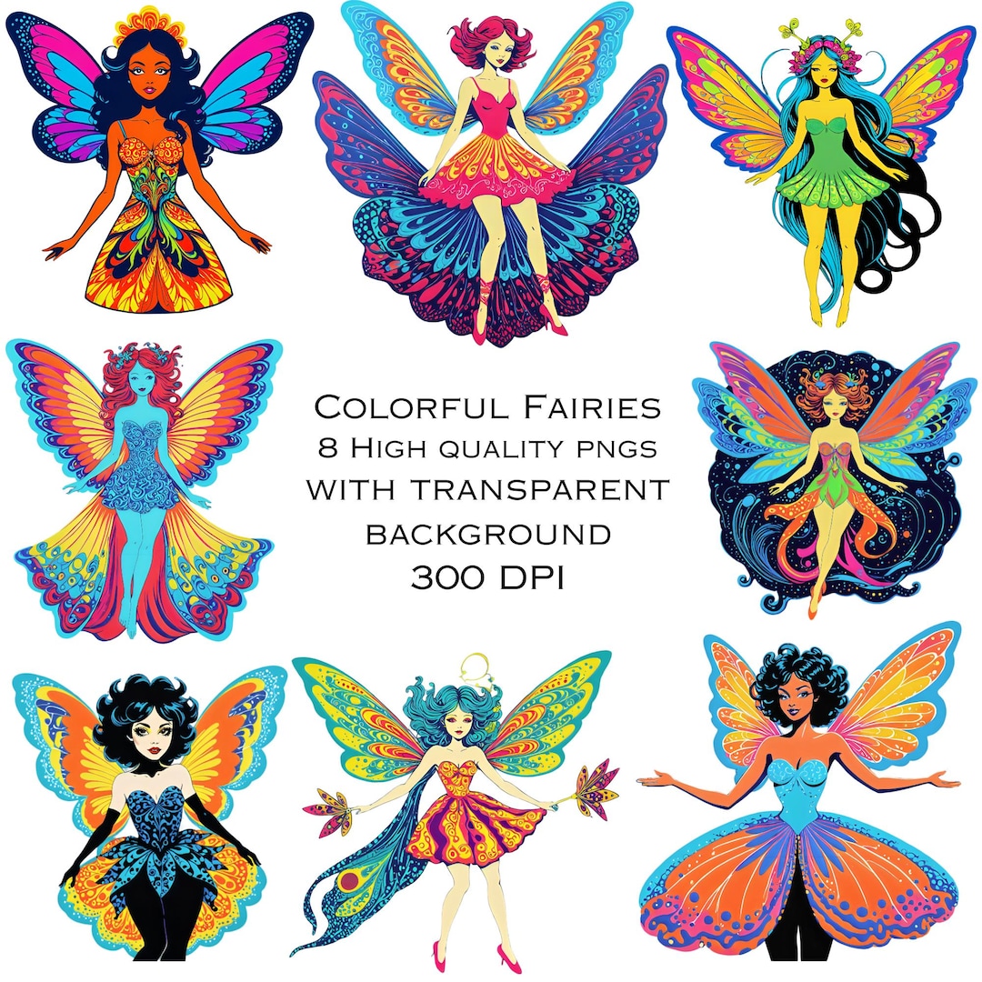 Colorful Fairy Lisa Frank Aesthetic Fairies Pixie PNG Clipart, Instant ...