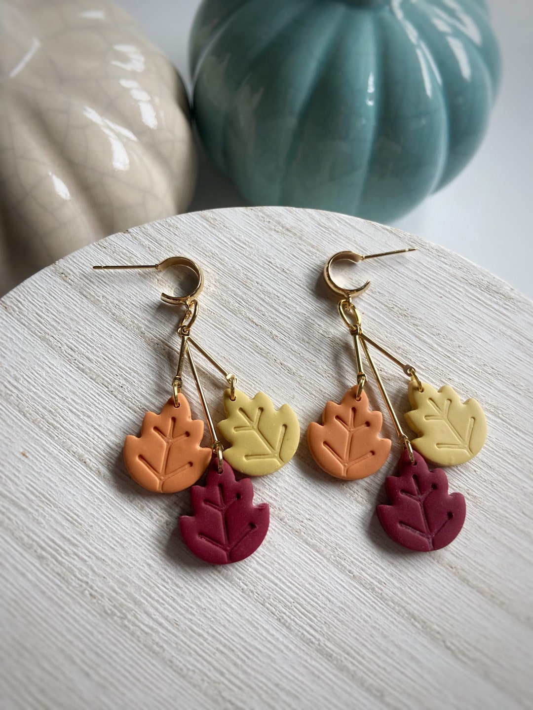 CLAY FALL EARRINGS Handmade Earrings Hoop Dangle Earrings Polymer Clay ...