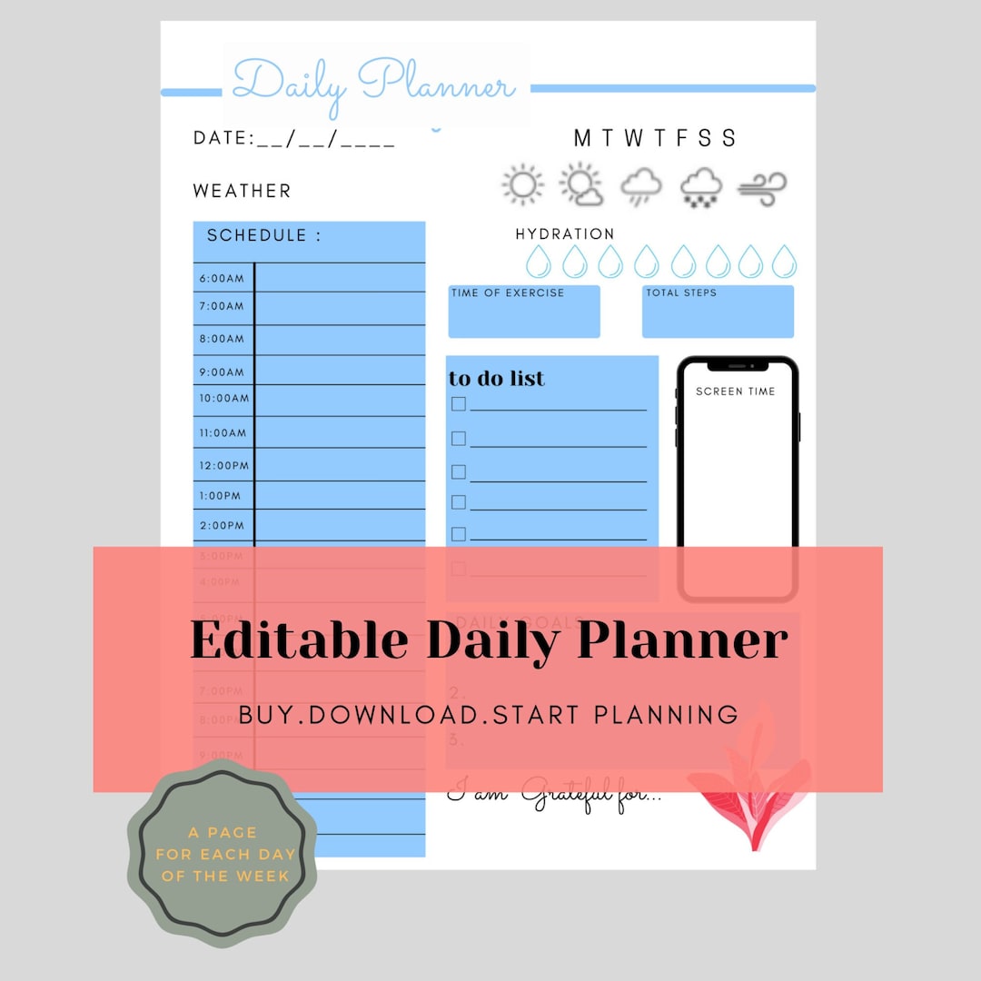 Productive Daily Planner Journal Printable Digital Weekly Planner - Etsy