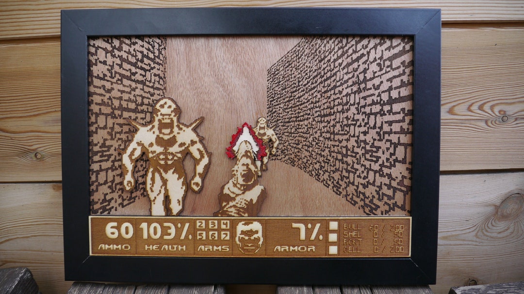 DOOM PC Game Art Retro Gaming Shadowbox Pixelated Design - Etsy