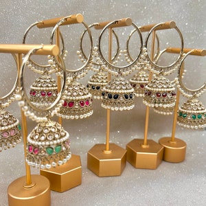Gold & Multi (style #2) Indian Hoop Jhumka Earrings / Bridesmaid ...