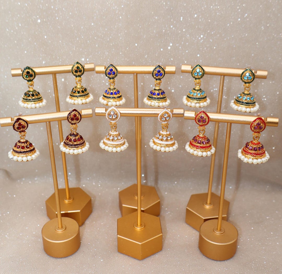Tiny Small Jhumka Earrings (colorful) / South Asian / Indian Wedding - Etsy