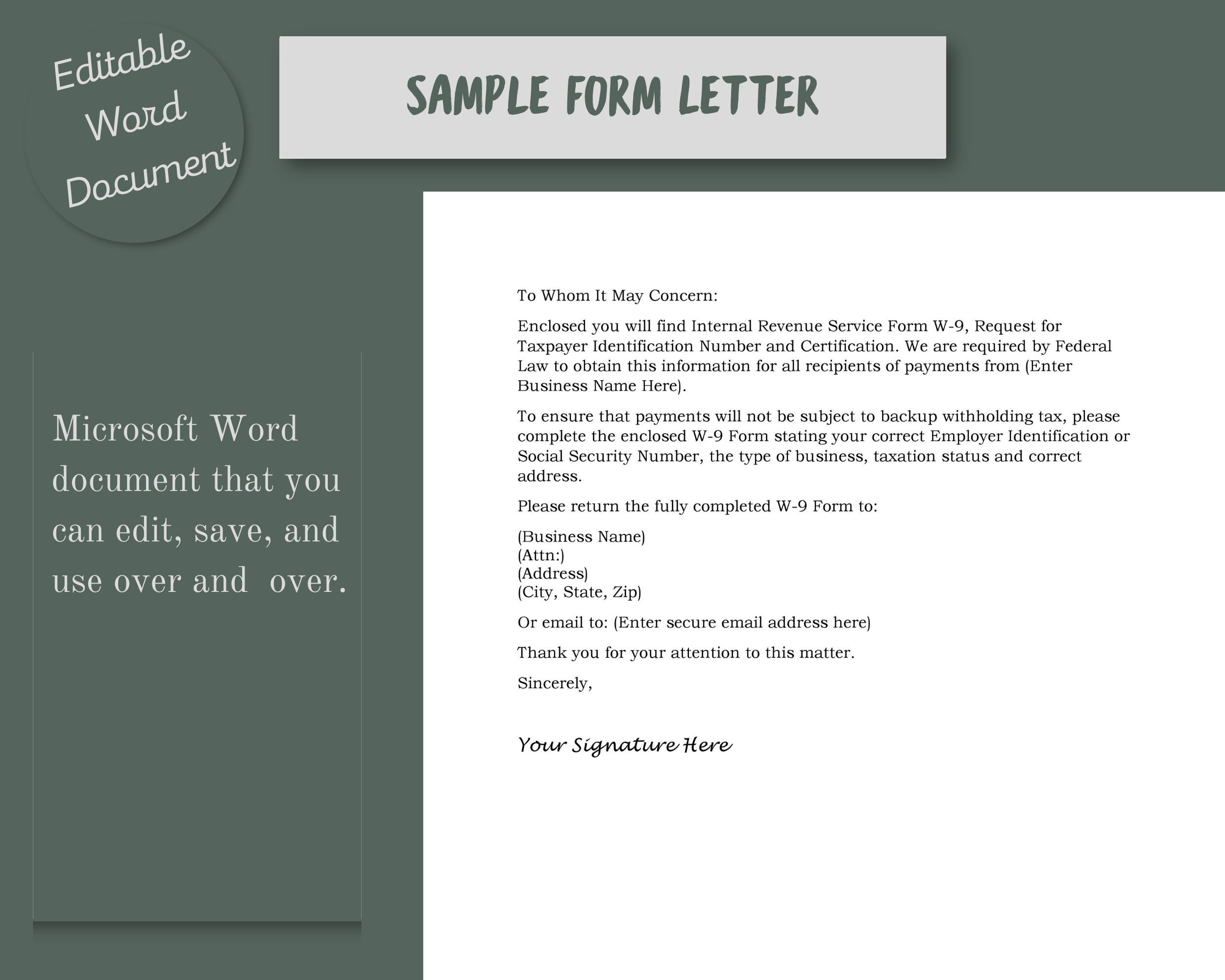 W-9 Checklist and Sample Letter for Small Businesses, Professional ...