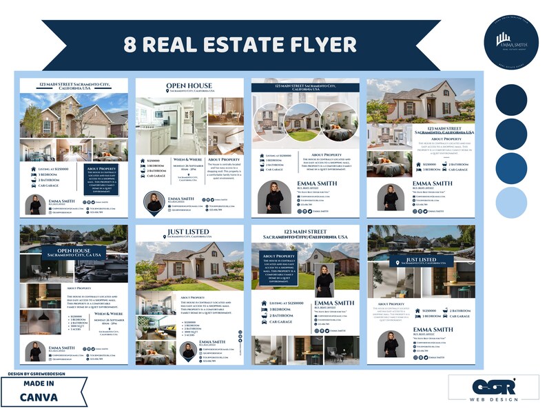 Real Estate Listing Flyer Bundle Open House Realtor Listing Flyer Canva ...