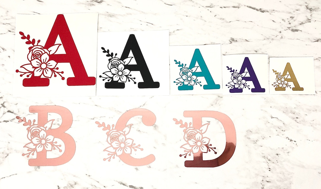 Floral Alphabet Letter Decal/stickers, Alphabet Decals, Monogram Decal ...
