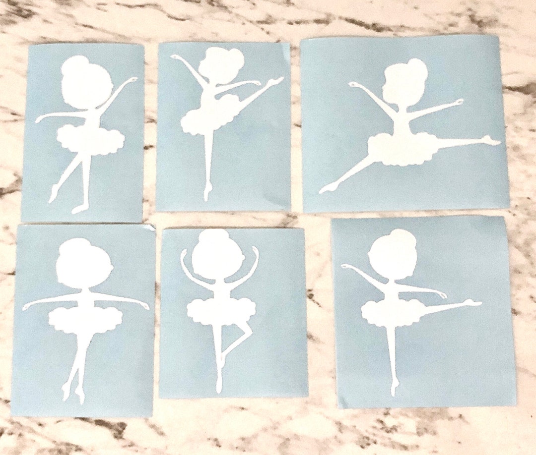 Set of 6 Ballerina Silhouettes Decals/stickers, Lunch Box Decals ...