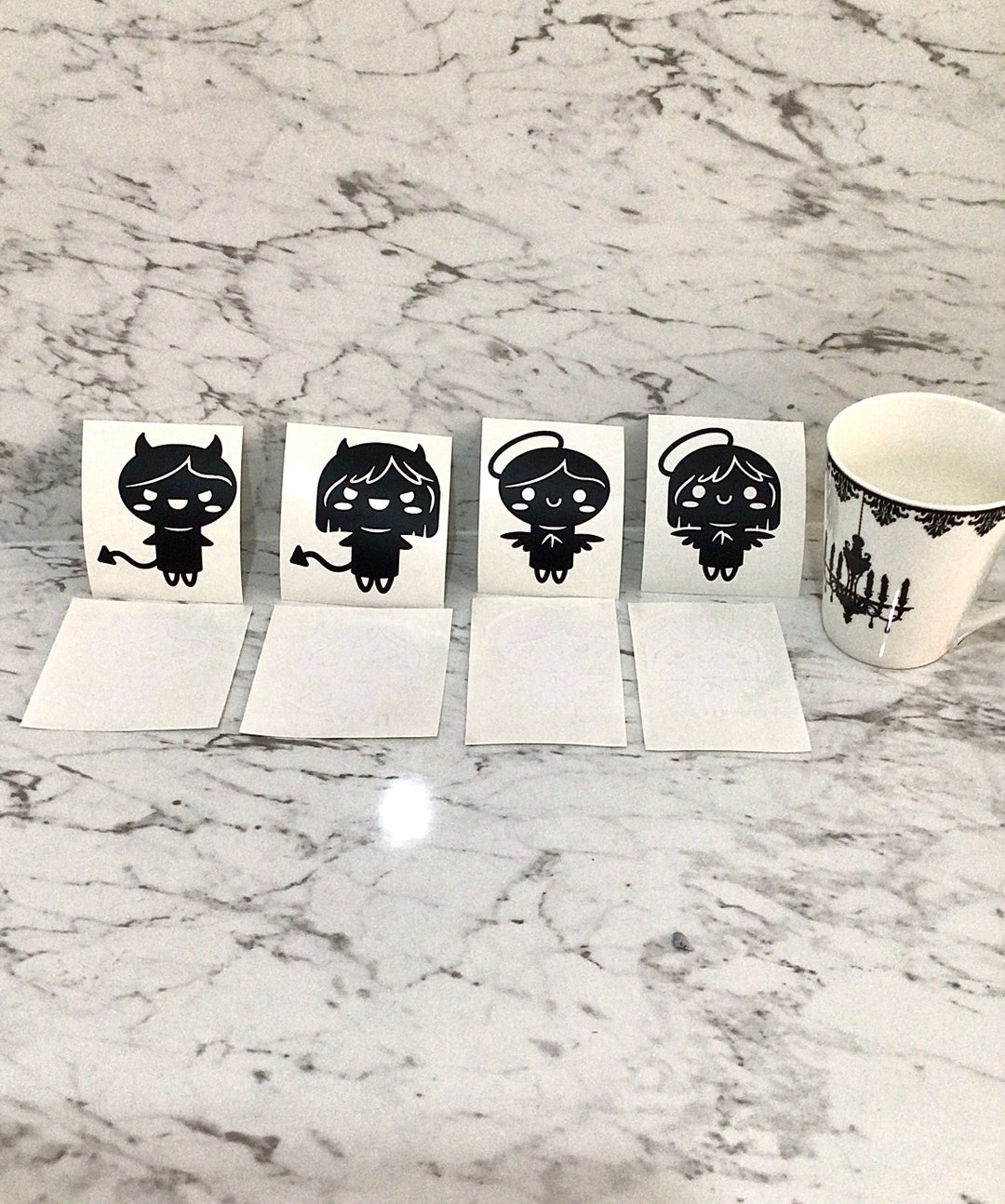 Angel/devil Boy/girl Vinyl Decals/stickers - Etsy
