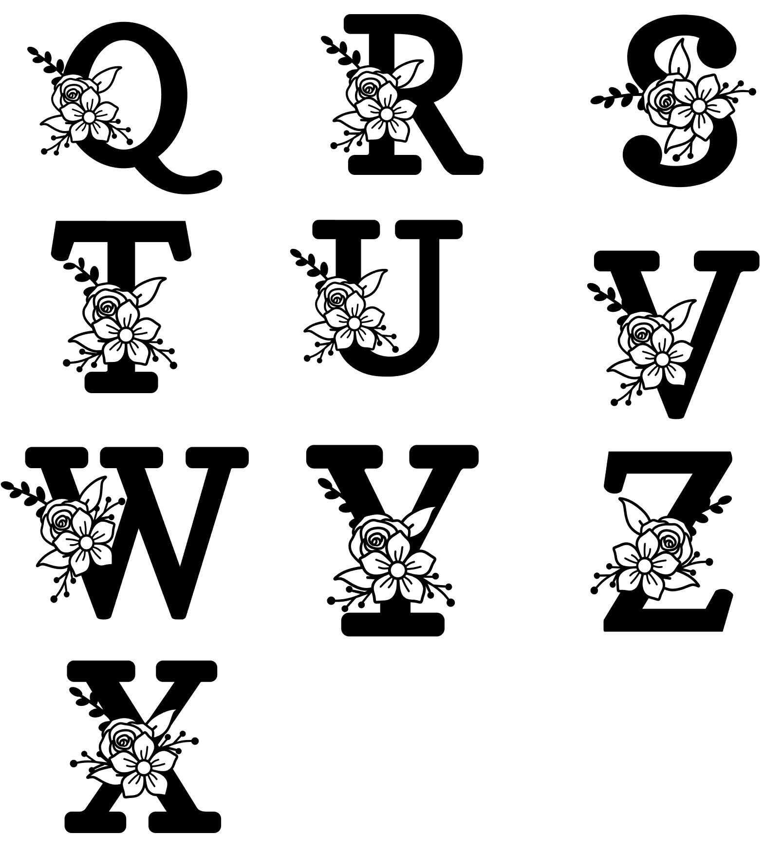 Floral Alphabet Letter Decal/stickers, Alphabet Decals, Monogram Decal ...