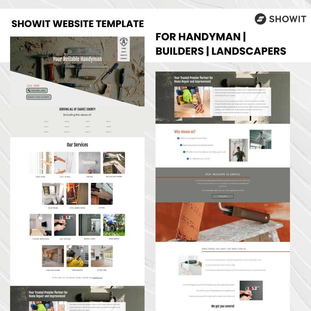 Handyman Website Template | Showit Builder, DIY Design (instant ...