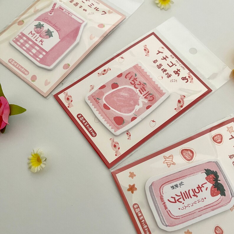 Strawberry Drink Snack Theme Sticky Notes - Etsy
