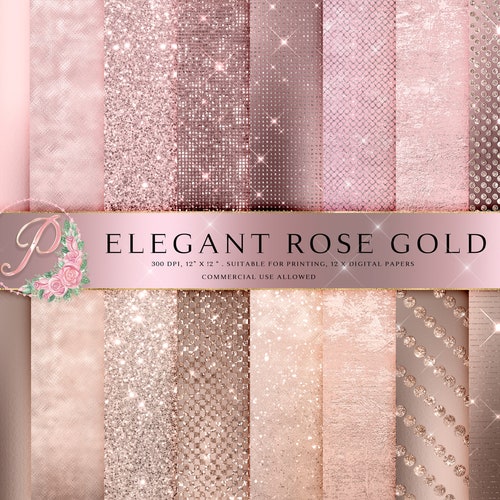 Tranquil Rose Gold Digital Paper Glitter and Foil Backgrounds - Etsy