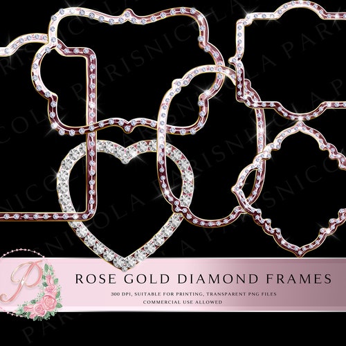 Rose Gold Diamond Frames Clipart Antique Fancy Frame Clip - Etsy