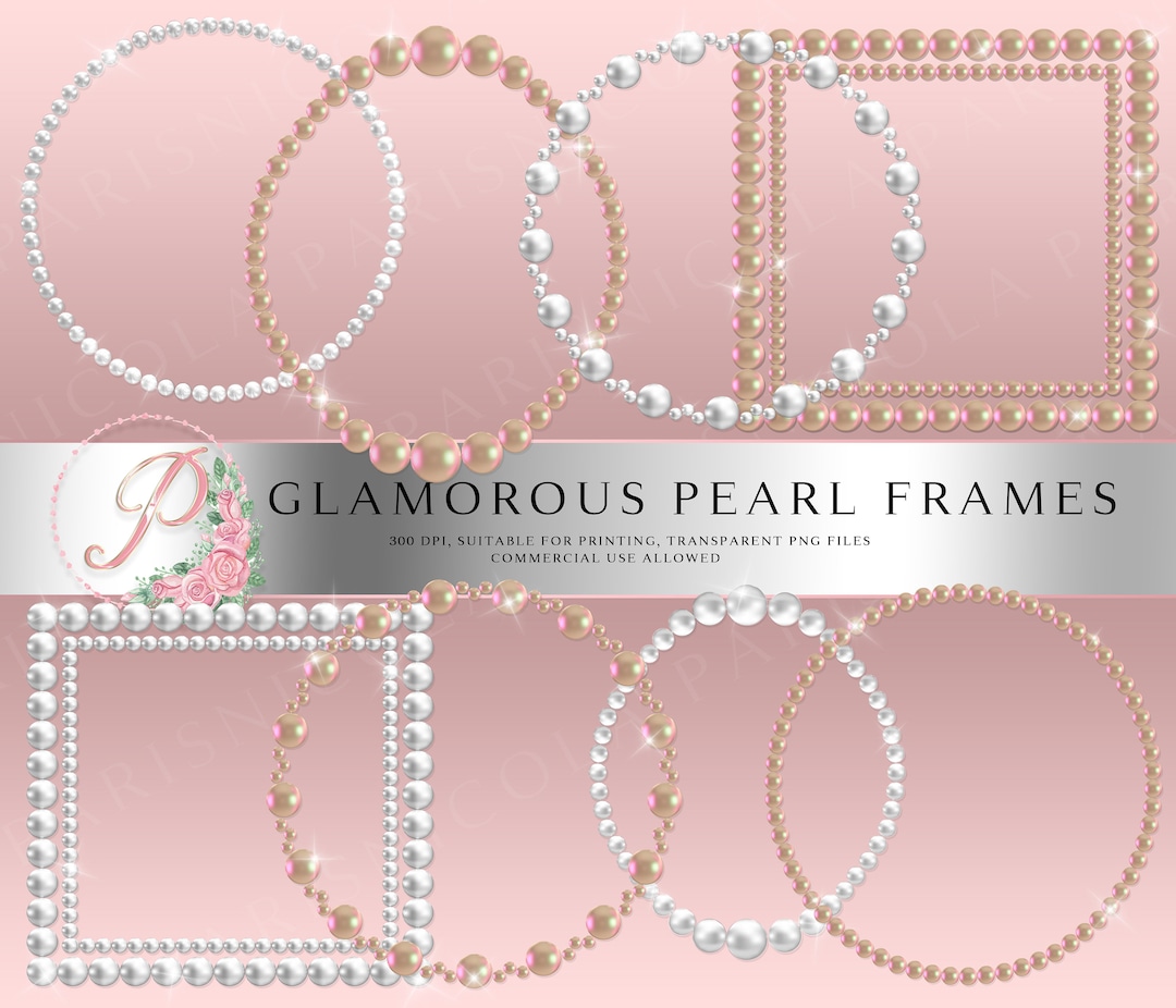 Pearl Frame Clipart Pearl Frames Clipart Png Commercial - Etsy