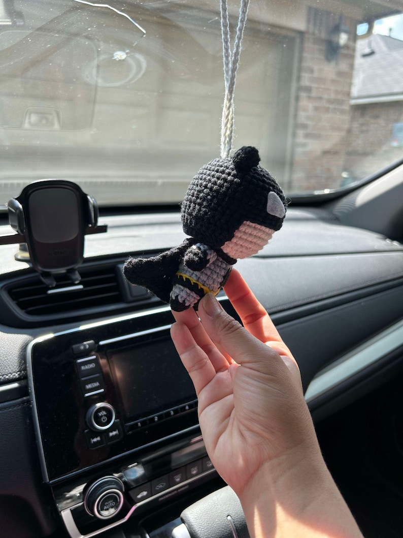 Handmade Crochet Batman Car Charm, Superhero Decor - Etsy