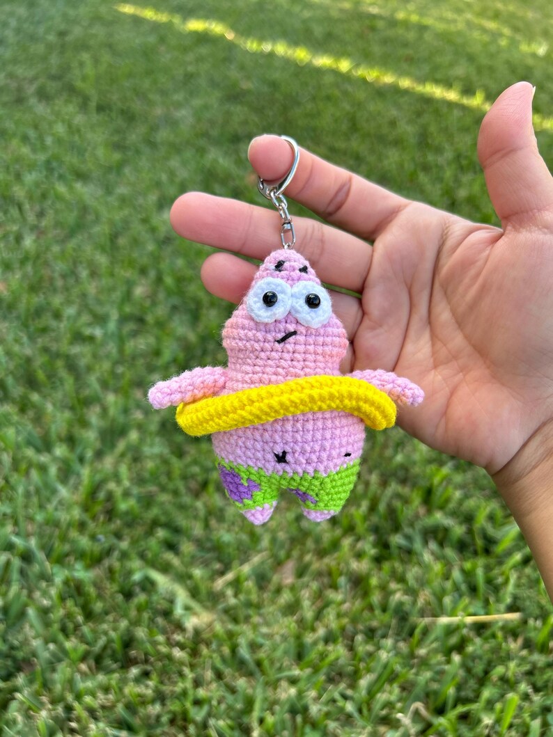 Crochet Patrick and Spongebob Keychain - Etsy