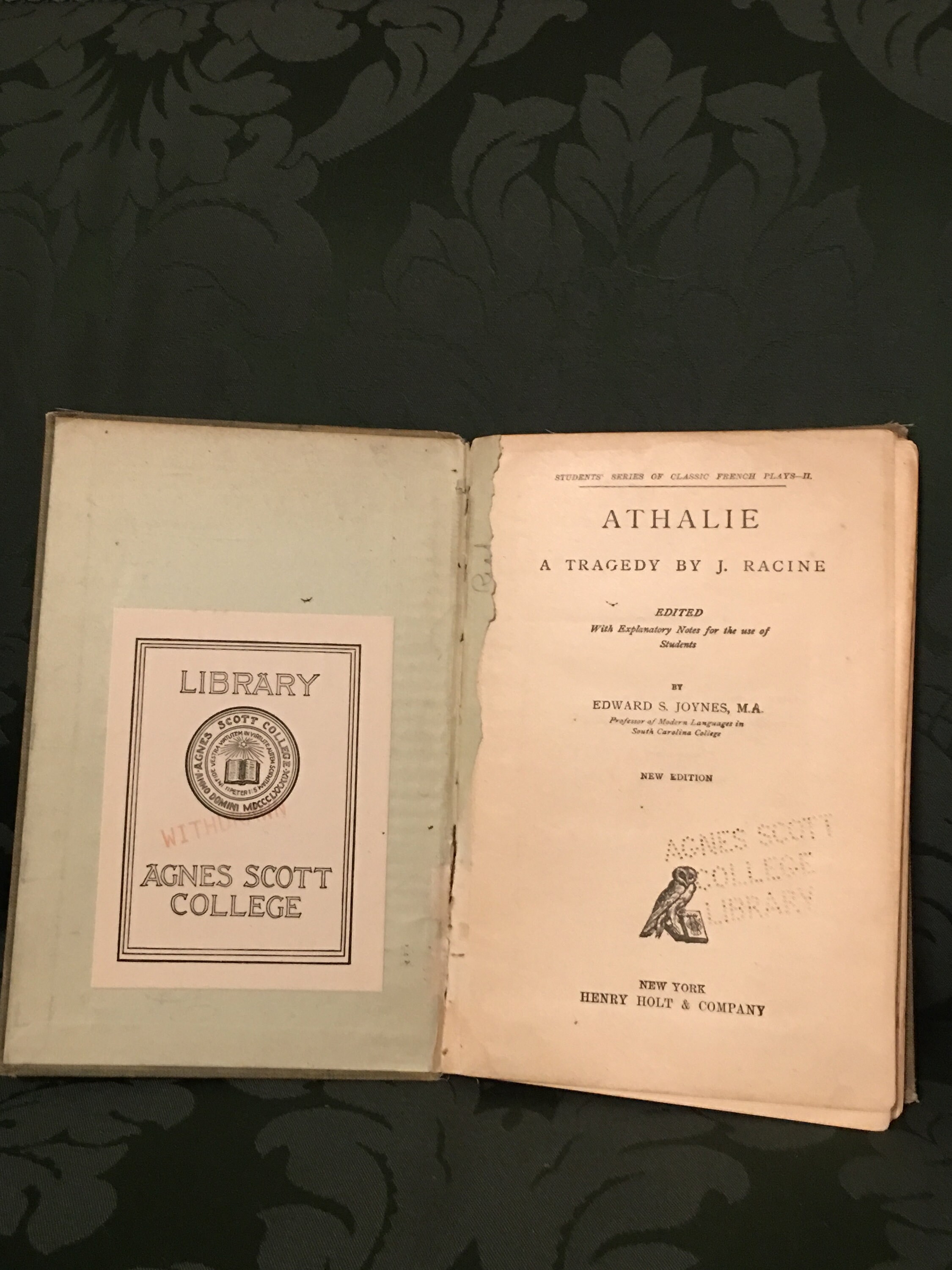 Athalie a Tragedy by J. Racine Edited With Explanatory Notes for the ...
