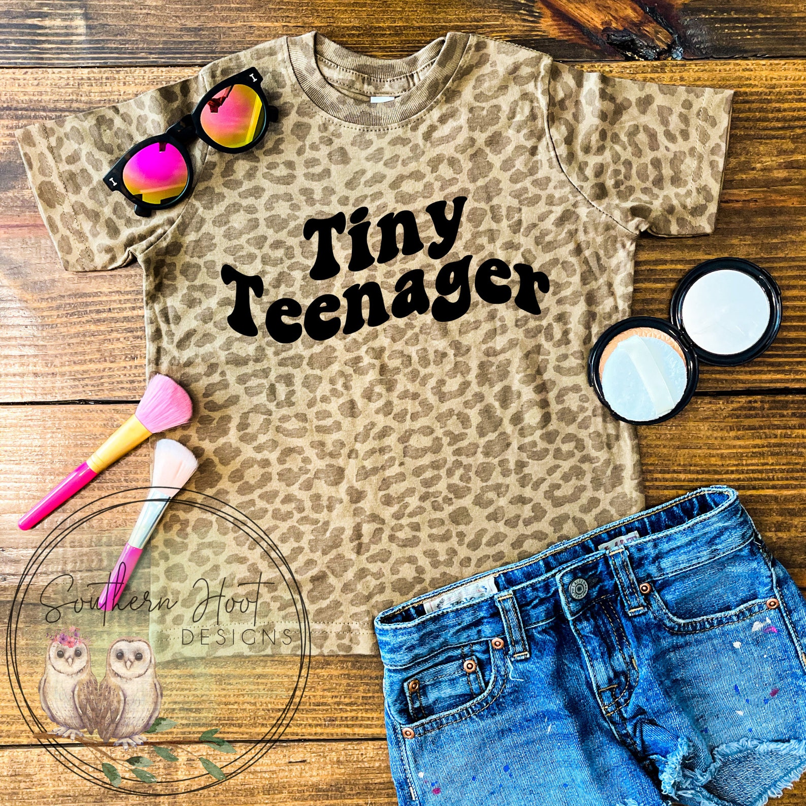 Tiny Teenager Shirt Mini Me Shirt Girl Shirt Brown Leopard - Etsy