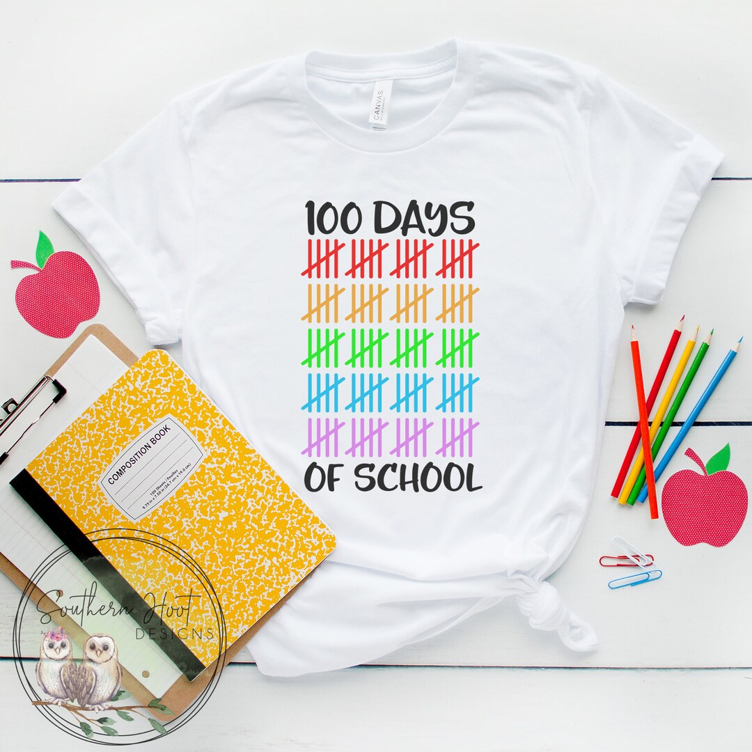 100 Days Rainbow Tally Shirt, 100 Days of School Shirt, Rainbow Shirt ...