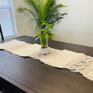 Handmade Burlap and Macrame Table Runner, Boho Table Décor, Table Runner, Rustic Kitchen/dining ...
