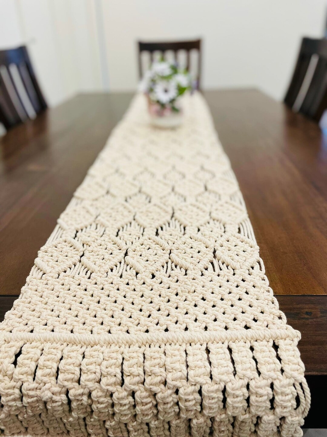 Handmade Macrame Table Runner, Boho Table Décor, Table Runner With ...