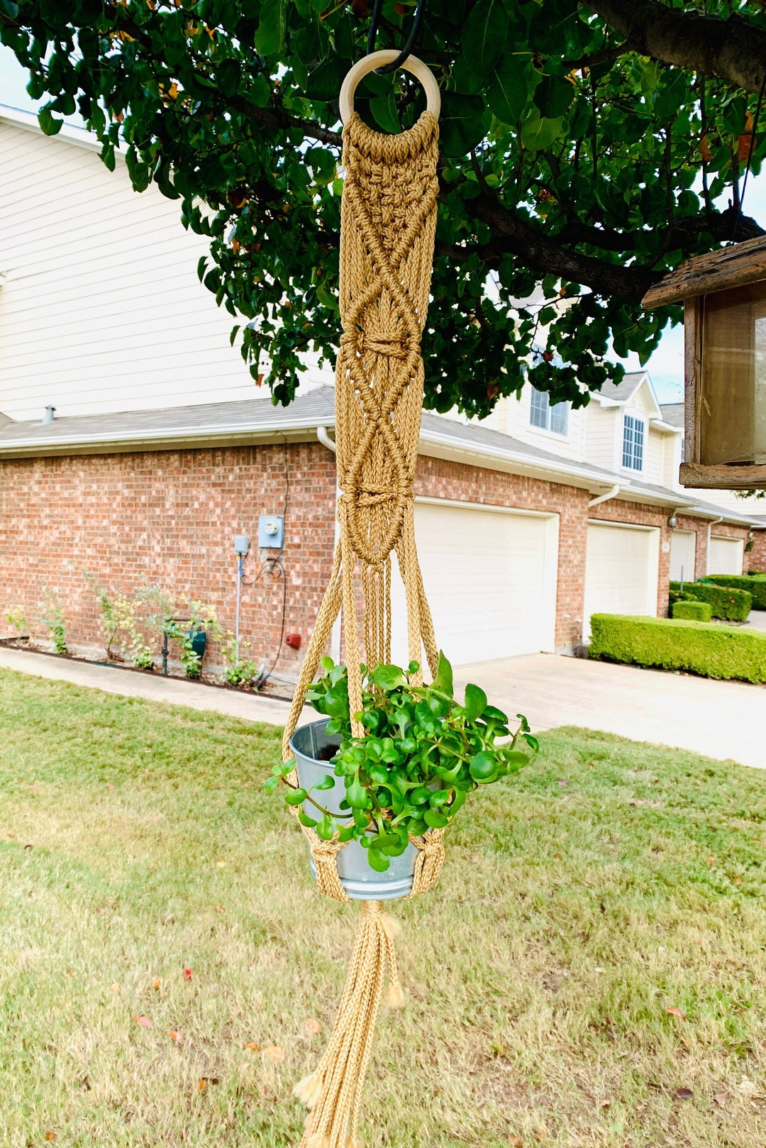 Indoor and Outdoor Macrame Plant Hanger, Patio Décor, Boho Window and ...