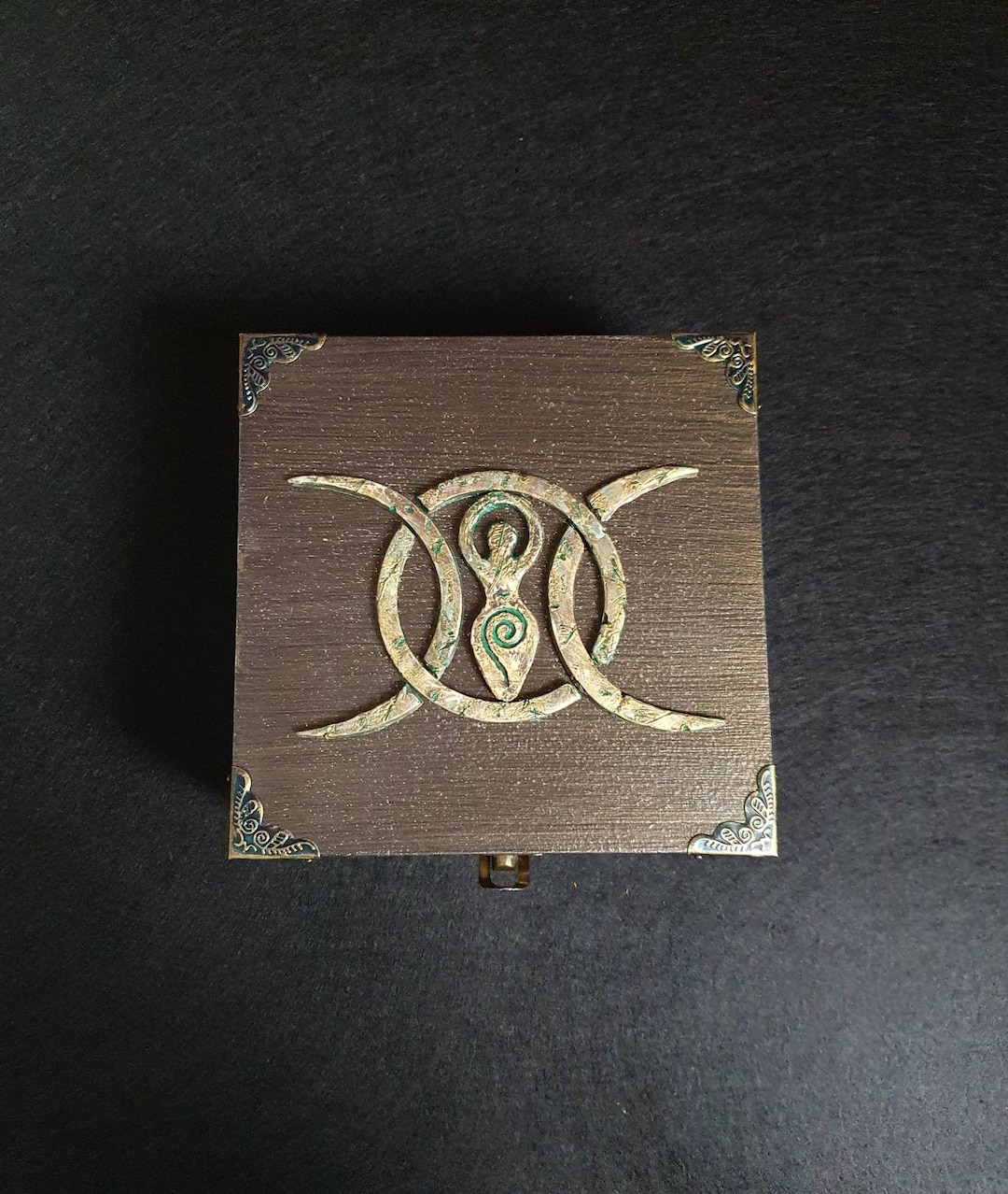 Triple Moon Wooden Box With Protectors /box Wood Moon/ Hand Painted and ...