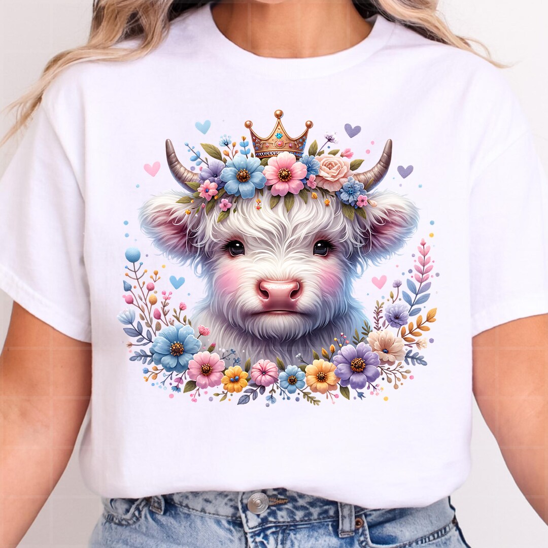 Cute Highland Cow PNG – Coquette Baby Cow Sublimation for Shirts ...