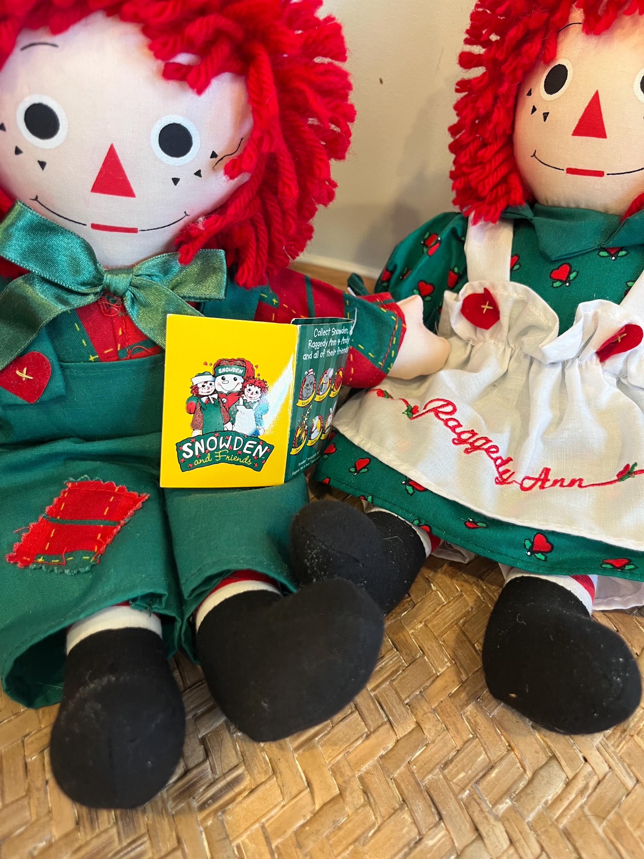 Raggedy Ann and Andy Doll 1998 Snowden Christmas Holiday 12" Plush ...