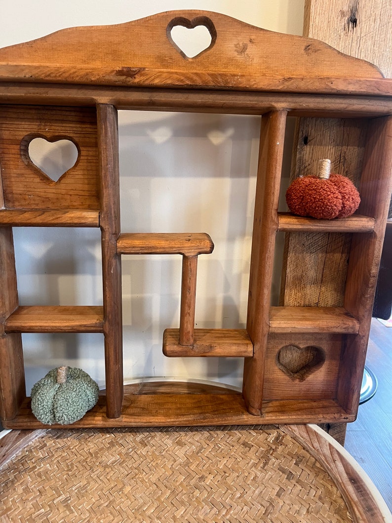 Rustic Wooden Wall Shelf Heart Cutout Cottagecore Farmhouse Large 20x22 ...