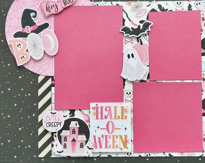 Hey Boo 12x12 Scrapbook Layout 2 Page Kit Halloween - Etsy