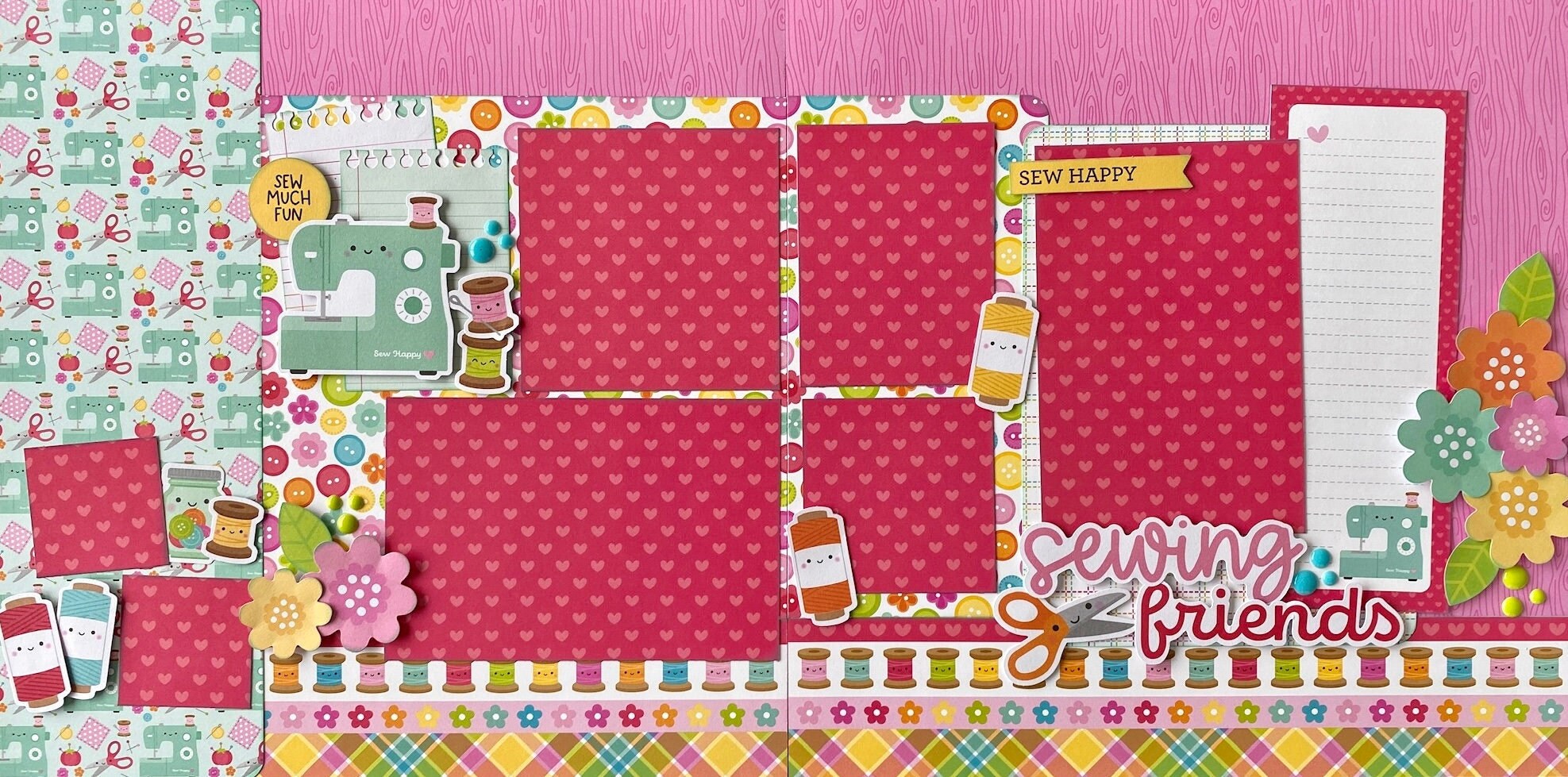 Sewing Friends 12x12 Scrapbook Layout 2 Page Kit Craft Hobby Theme - Etsy
