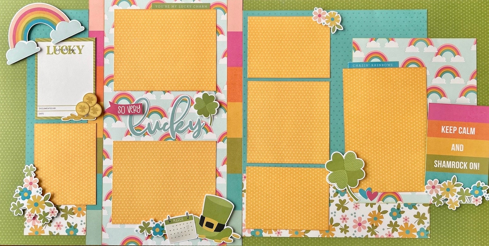 Keep Calm and Shamrock on 12x12 Scrapbook Layout Page Kit - Etsy