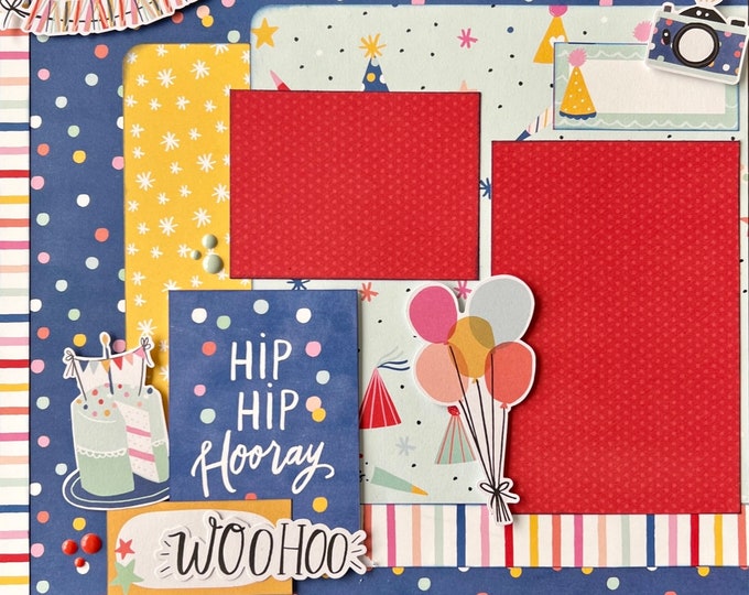 Let's Celebrate 12x12 Scrapbook Layout 2 Page Kit Birthday Theme - Etsy
