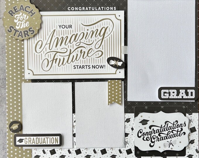 Congrats the Future is Bright 12x12 Scrapbook Page Layout Kit - Etsy