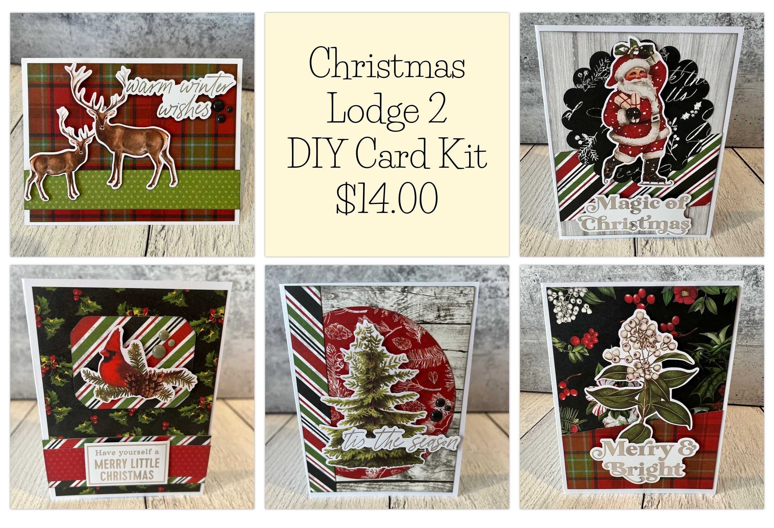 Christmas Lodge 2 DIY Greeting Card Kit - Etsy