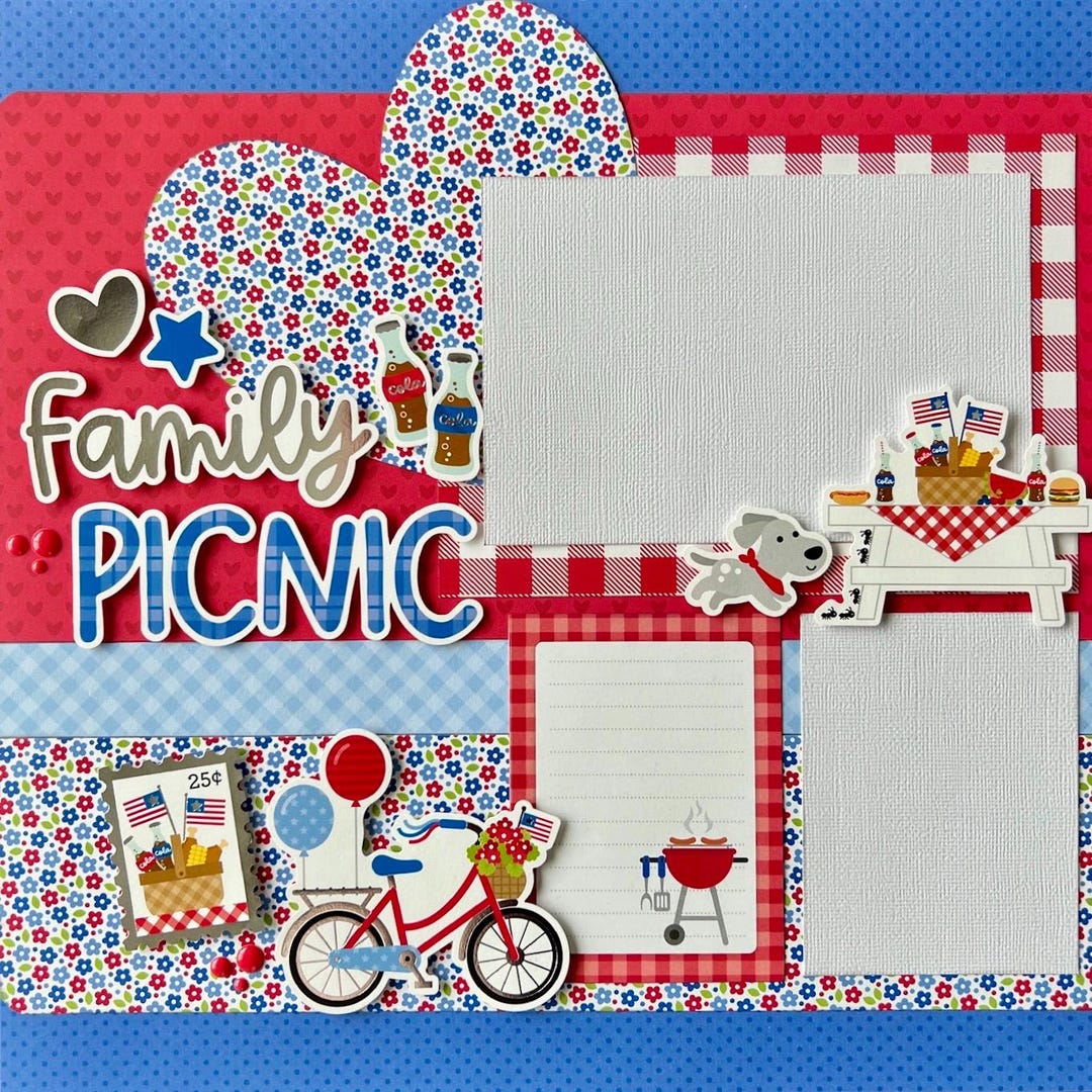 Family Picnic 12x12 Scrapbook Page Layout Kit - Etsy