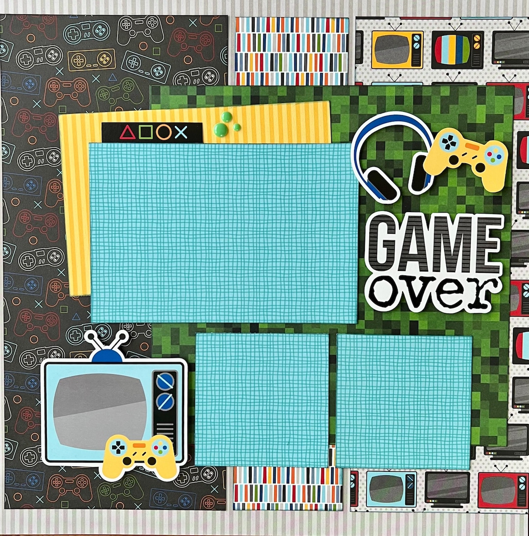 Game Over 12x12 Scrapbook Layout Page Kit - Etsy
