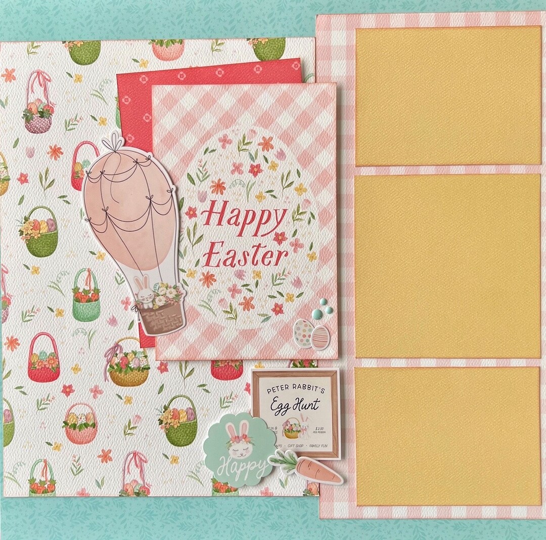 Happy Easter 12x12 Scrapbook Layout Page Kit Spring - Etsy