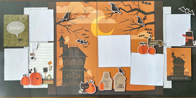Let’s Get Spooky 12x12 Scrapbook Page Layout Kit Halloween - Etsy