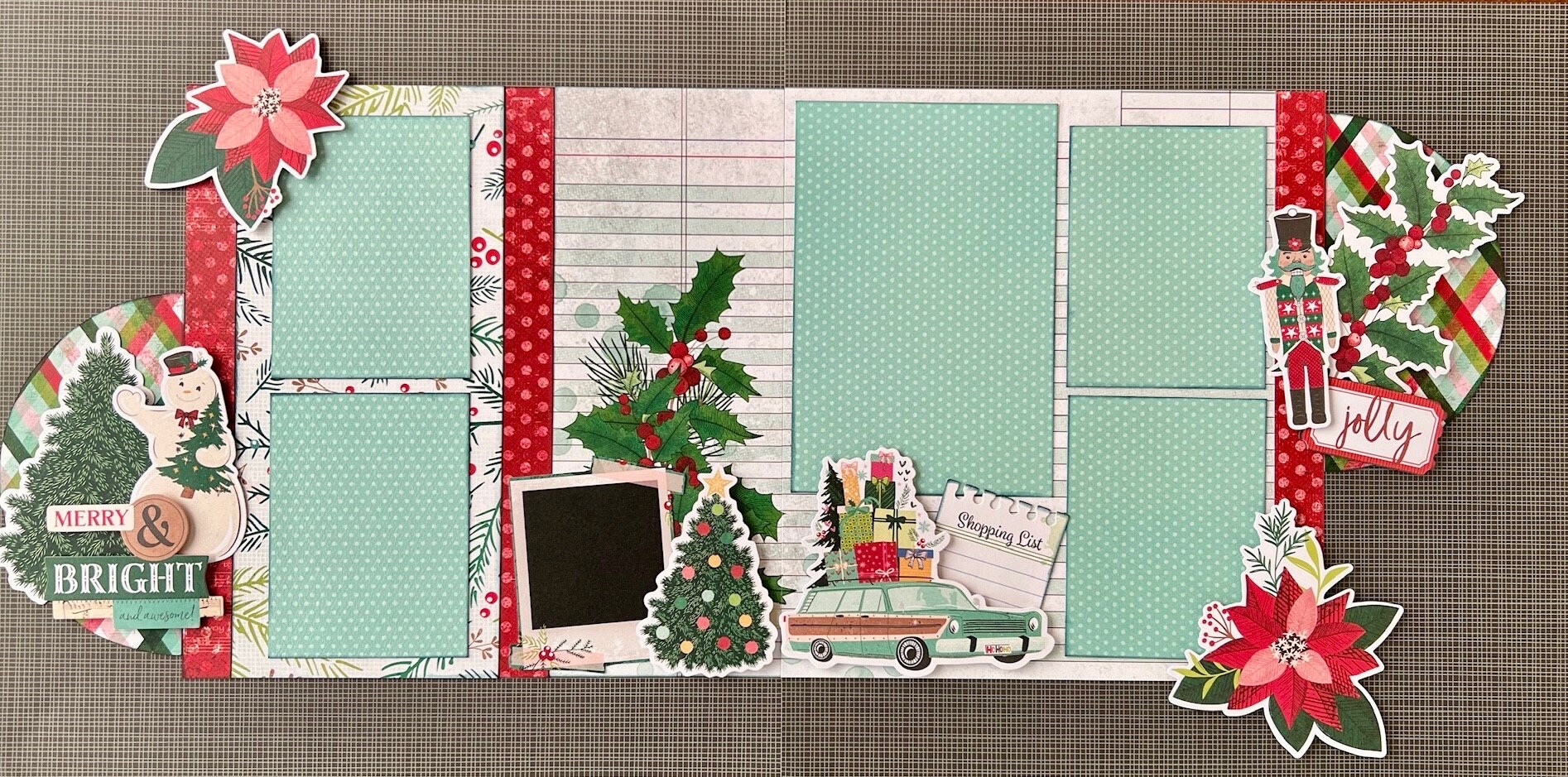 Merry and Bright and Awesome 12x12 Scrapbook Layout Page Kit Christmas ...