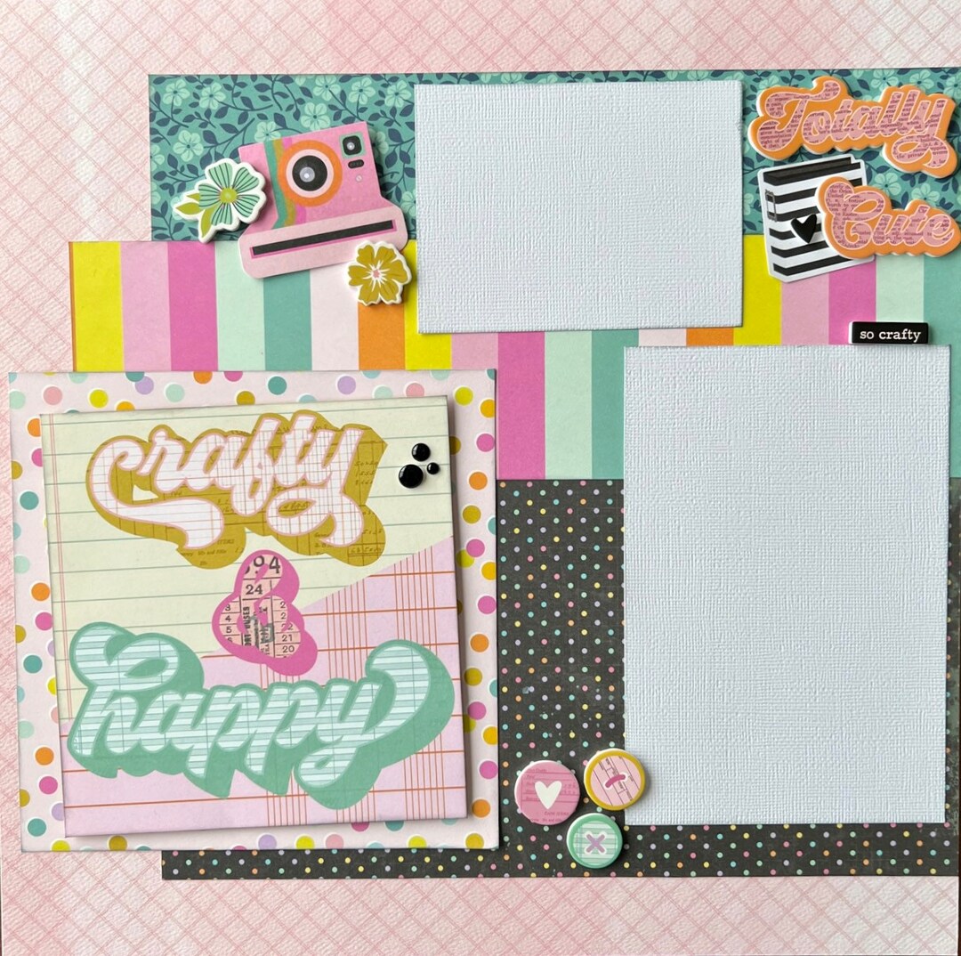 Crafty & Happy 12x12 Scrapbook Layout Page Kit - Etsy