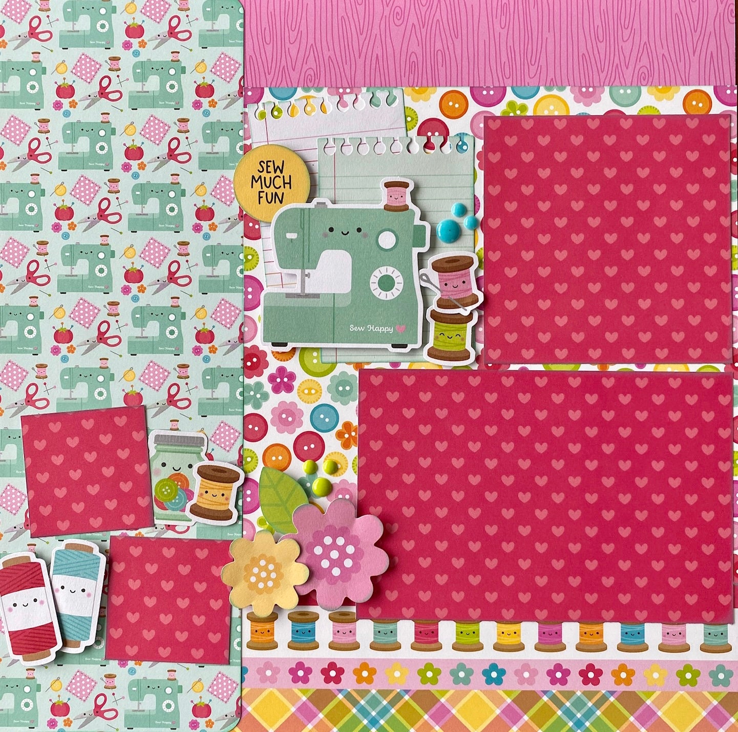 Sewing Friends 12x12 Scrapbook Layout 2 Page Kit Craft Hobby Theme - Etsy