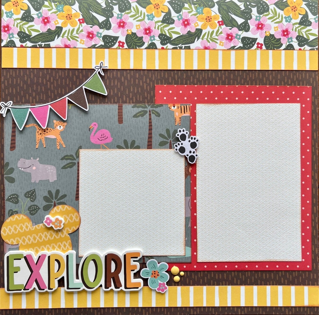 Explore 12x12 Preassembled Scrapbook Page Sample Zoo Jungle Travel - Etsy