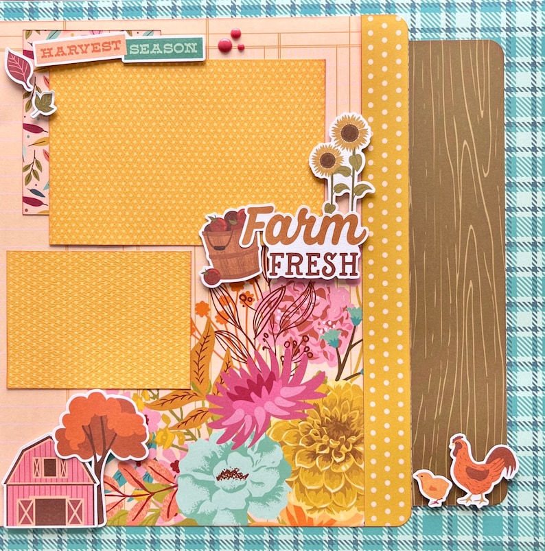 Farm Fresh 12x12 Scrapbook Page Layout Kit Fall Farm Harvest - Etsy