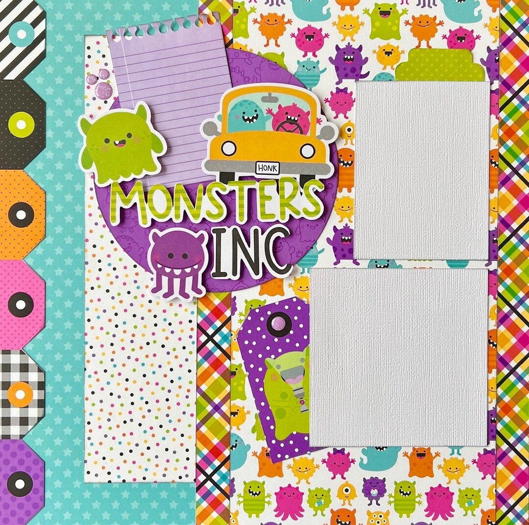 Monsters Scrapbook Layout 2 Page Kit - Etsy